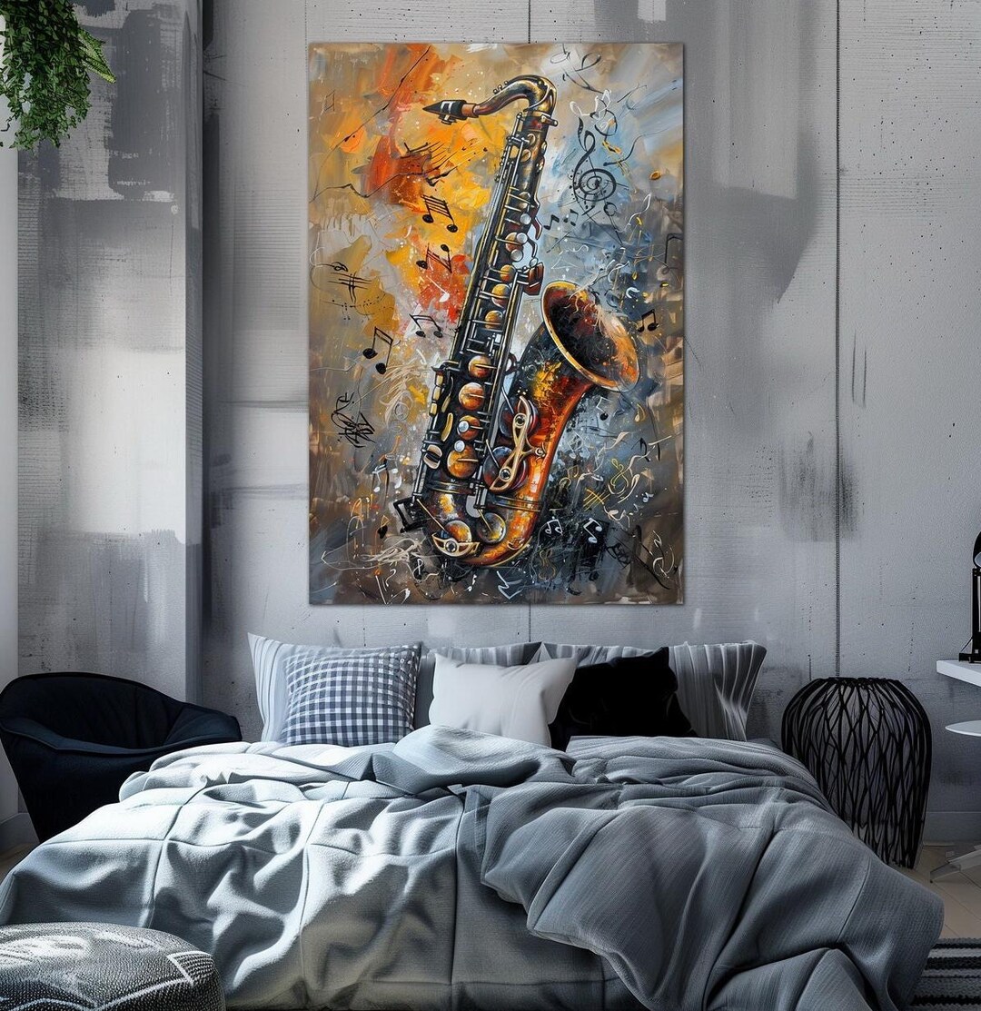 Saxophone Canvas Wall Art Music Wall Decor Music Wall Art Jazz Print ...