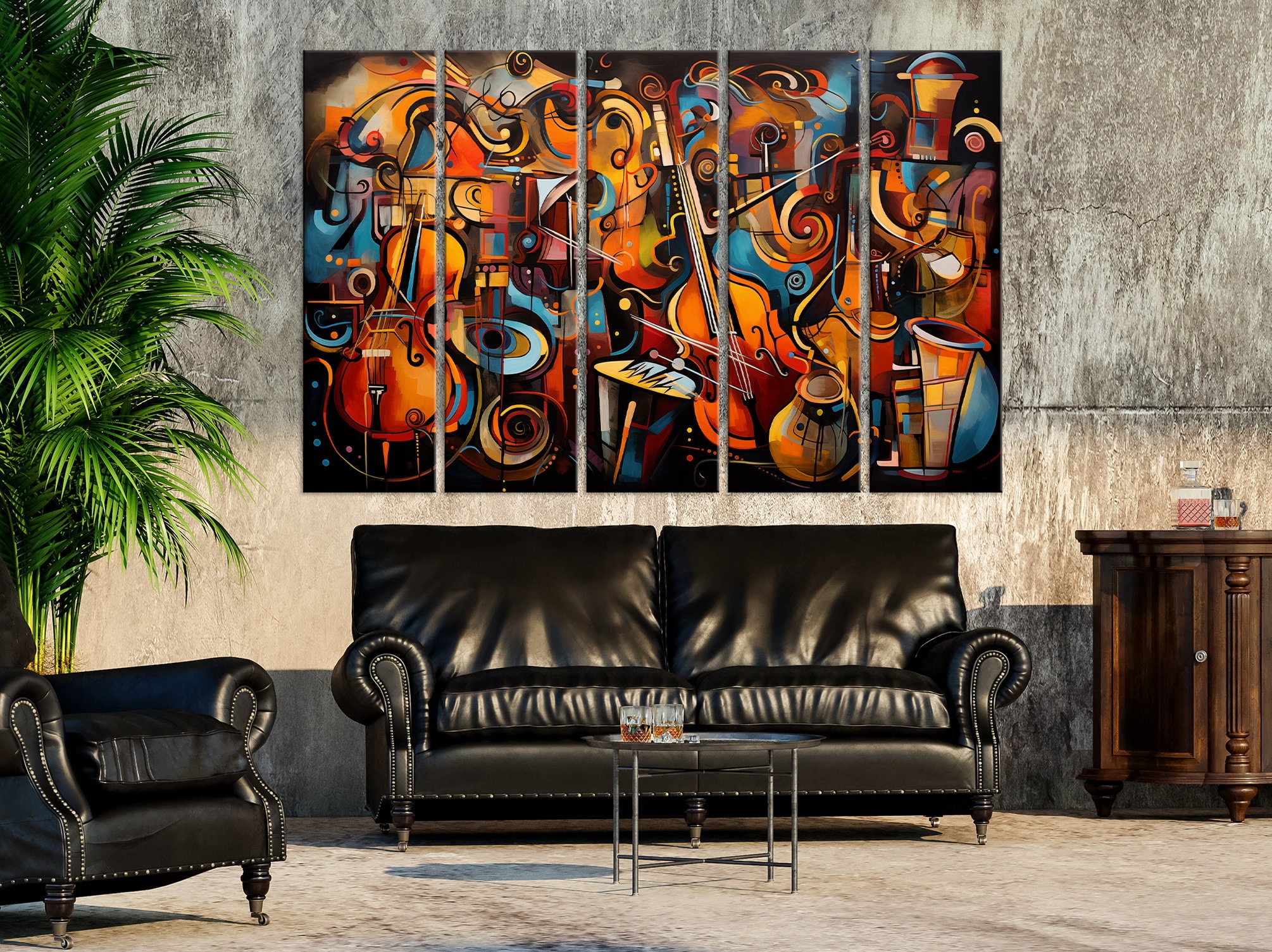 Abstract Music Canvas Wall Art Orchestra Music Room Decor Music Gifts ...