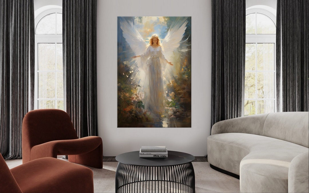 Guardian Angel Canvas Wall Art Christian Decor Angel Wings Modern Art Print Christian Wall Art ...