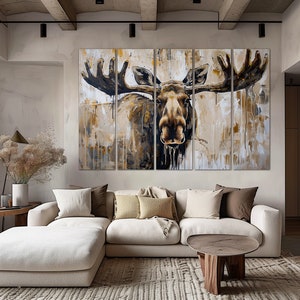 Moose Canvas Wall Art Rustic Decor Hunting Gifts Maine Forest Print ...