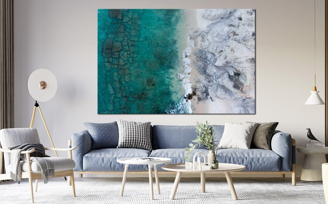 Abstract Ocean Canvas Wall Art Nautical Decor Teal Ocean Print Beach ...
