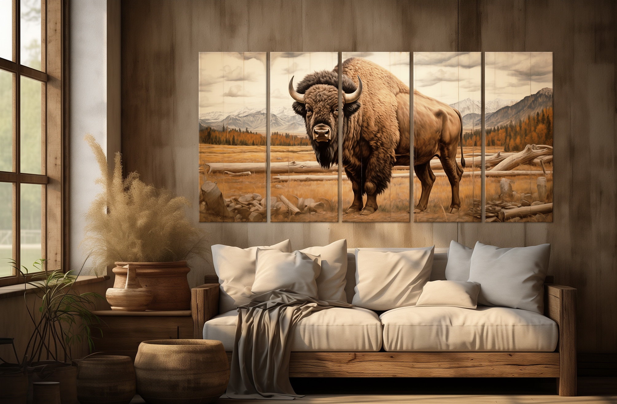 Bison Canvas Wall Art Print American Buffalo Art Bison Yellowstone ...