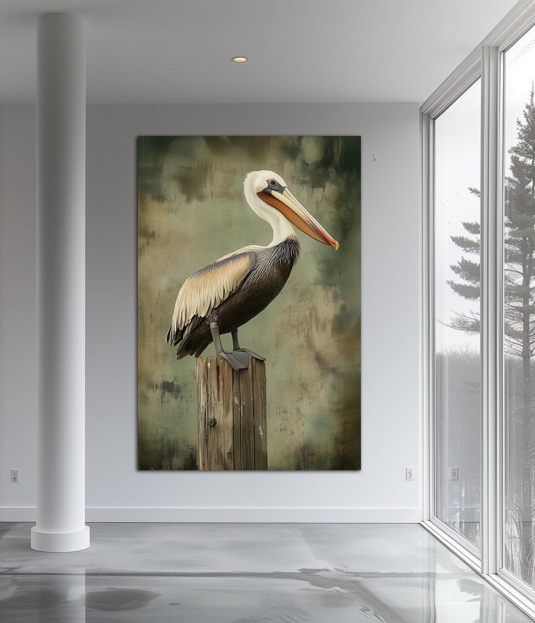 Vintage Pelican Canvas Wall Art Rustic Home Decor Bird Lover Gift ...