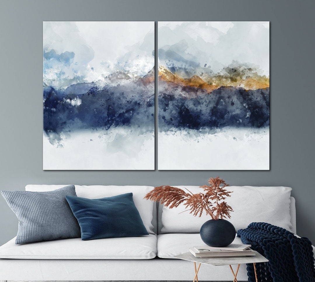 Abstract Mountain Canvas Wall Art Contemporary Decor Watercolor Print ...