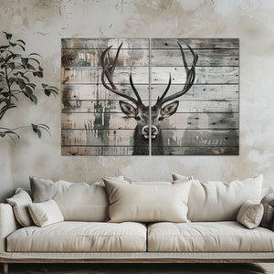 Deer Canvas Wall Art Rustic Home Decor Hunting Gifts Wood Wall Art ...