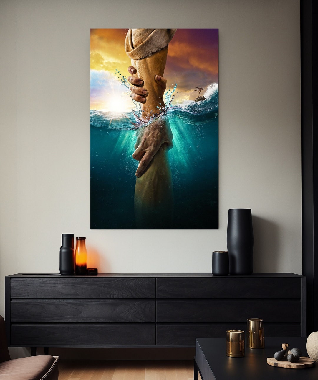 Hand of God Canvas Wall Art Christian Apartment Decor Modern Christian ...
