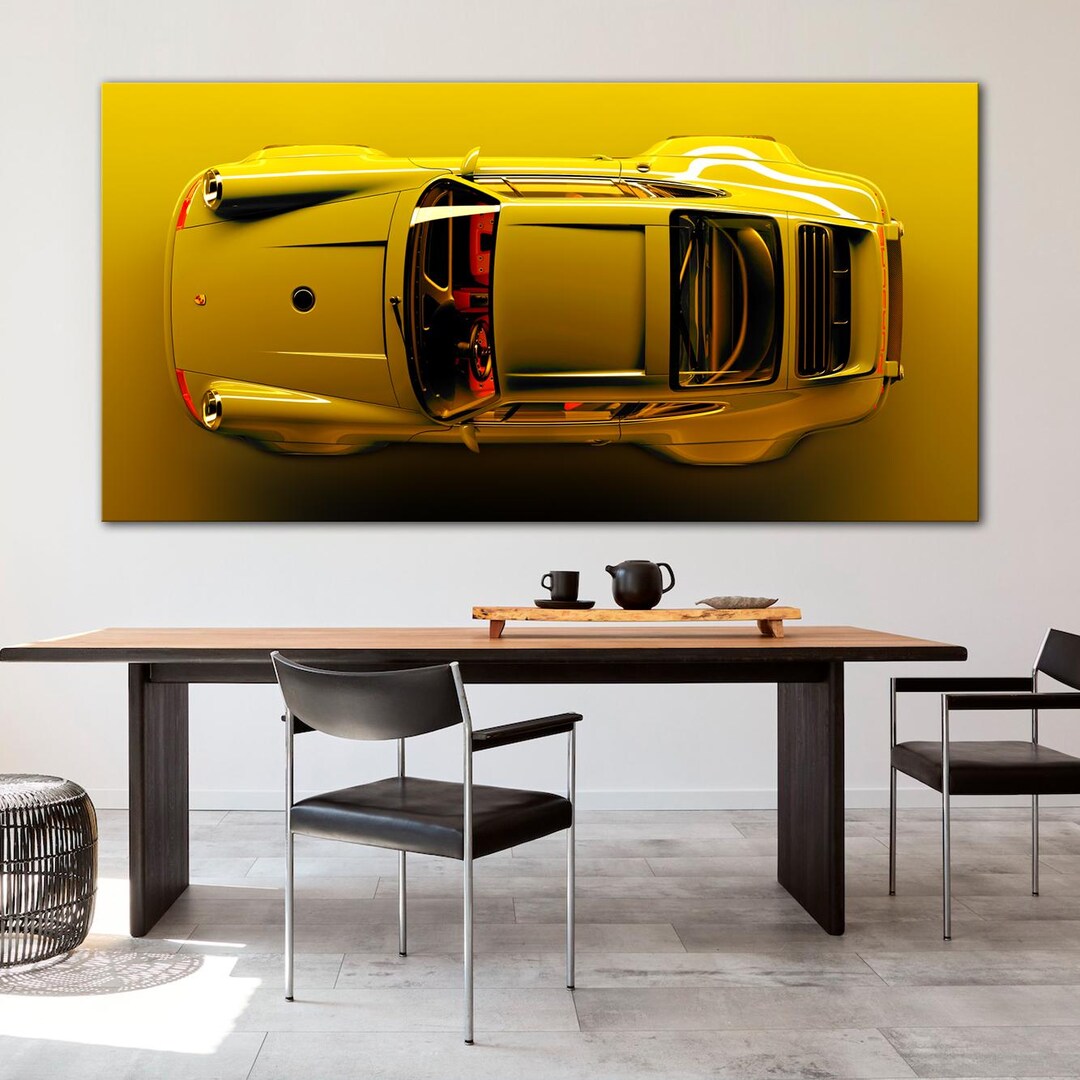 Modern Yellow Car Canvas Wall Art Man Cave Decor Car Print Car Wall Art ...
