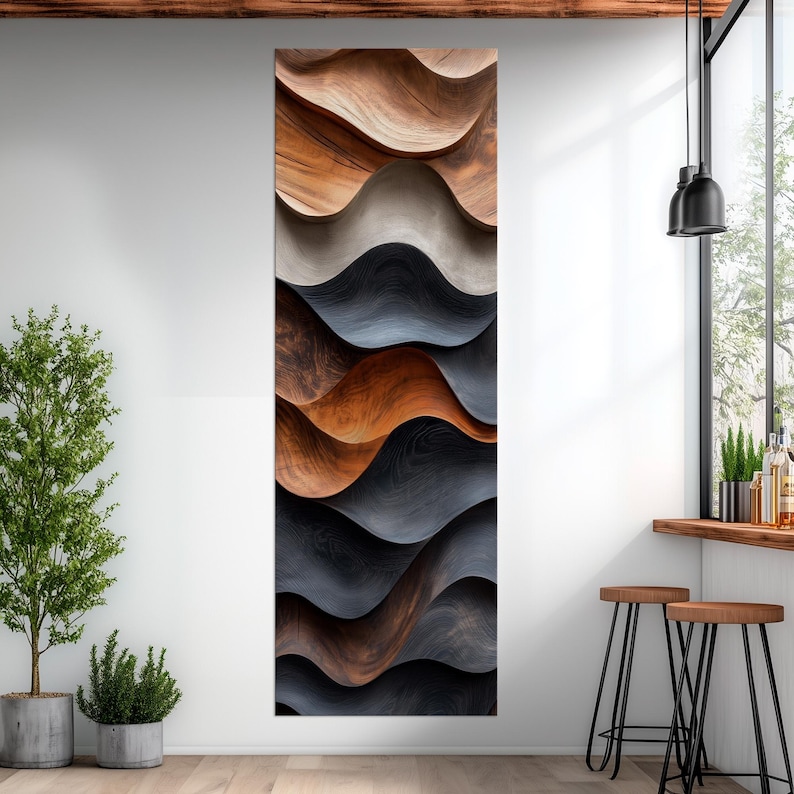 Abstract Wood Boards Canvas Wall Art Minimalist Boho Decor Long ...