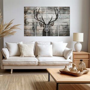 Deer Canvas Wall Art Rustic Home Decor Hunting Gifts Wood Wall Art ...