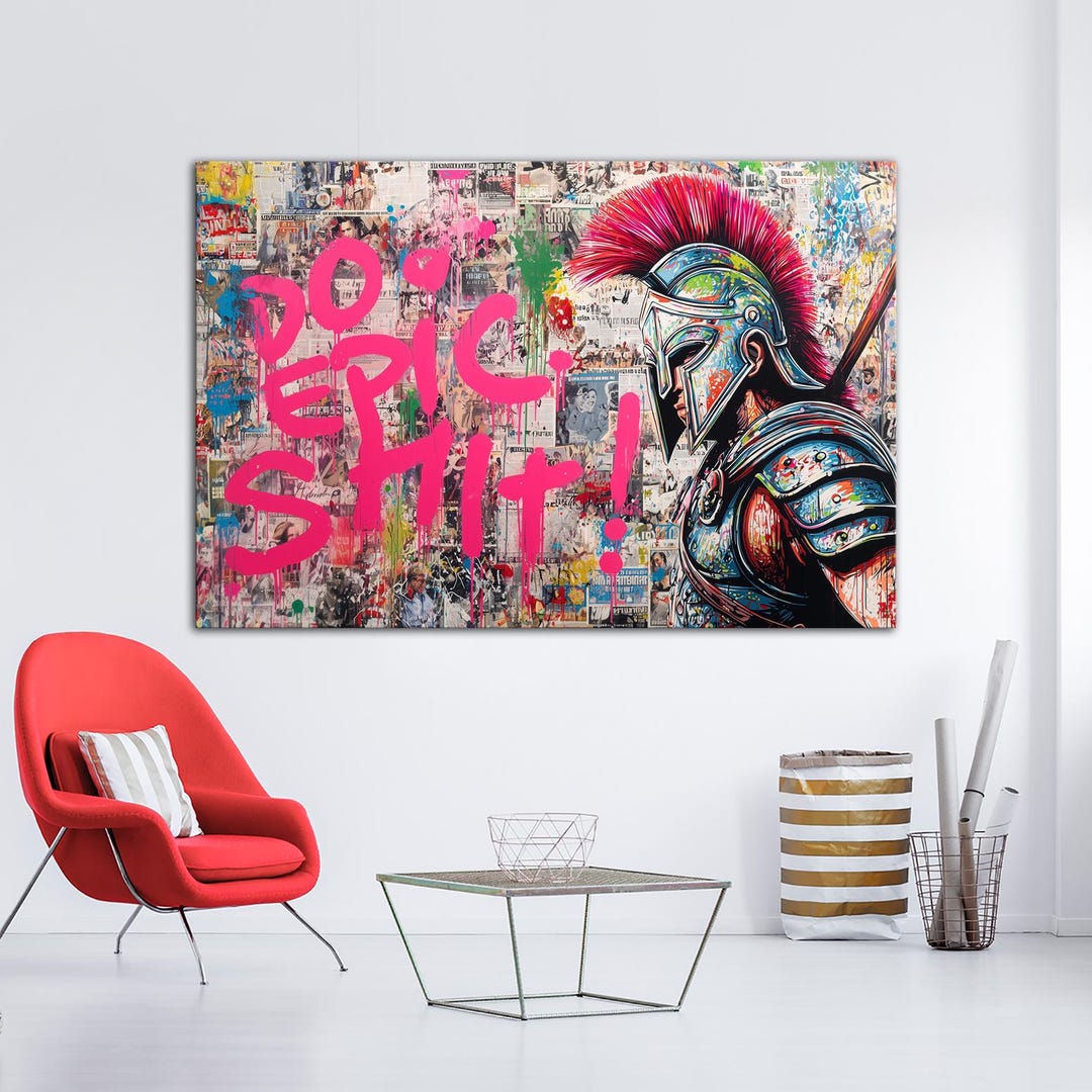 Do Epic Shit Spartan Warrior Canvas Wall Art Pop Art Greek Mythology ...