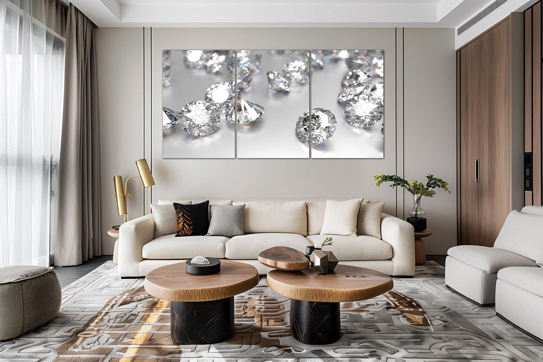 Diamonds Canvas Wall Art Luxury Salon Decor Diamond Painting Print Gem ...