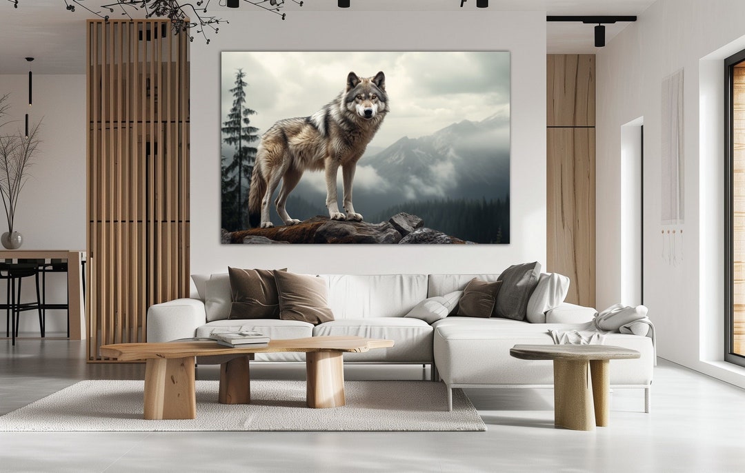 Wolf Canvas Wall Art Rustic Home Decor Unique Wall Art Wolf Painting ...