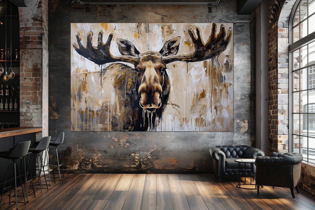 Moose Canvas Wall Art Rustic Decor Hunting Gifts Maine Forest Print ...