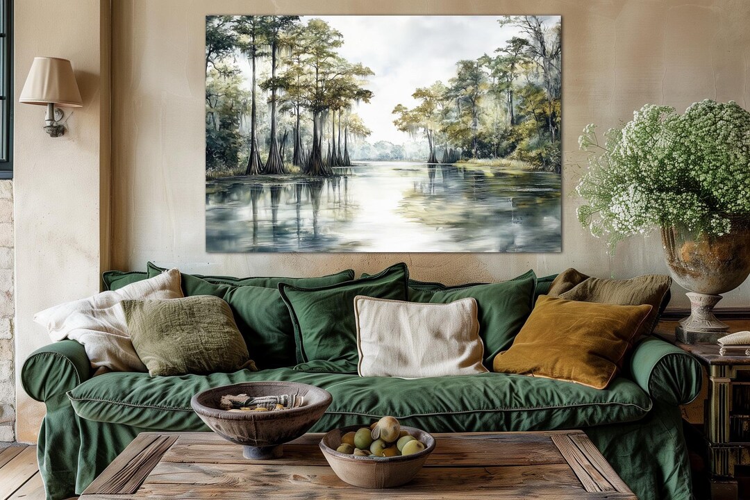 Louisiana Swamp Canvas Wall Art Bathroom Decor Watercolor Print Tree ...