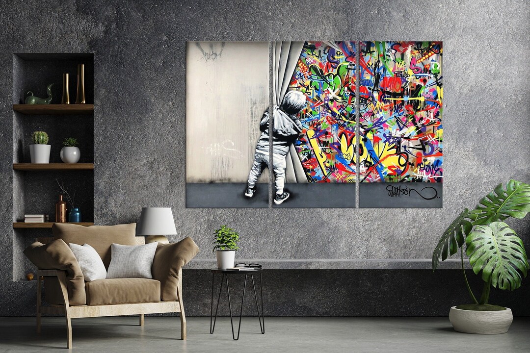 Mural Canvas Wall Art Street Style Art Graffiti Urban Decor Canvas ...