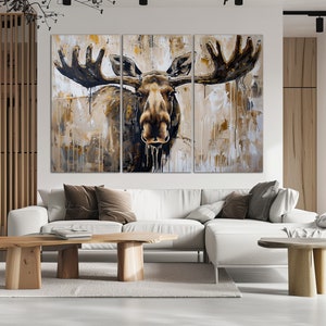 Moose Canvas Wall Art Rustic Decor Hunting Gifts Maine Forest Print ...