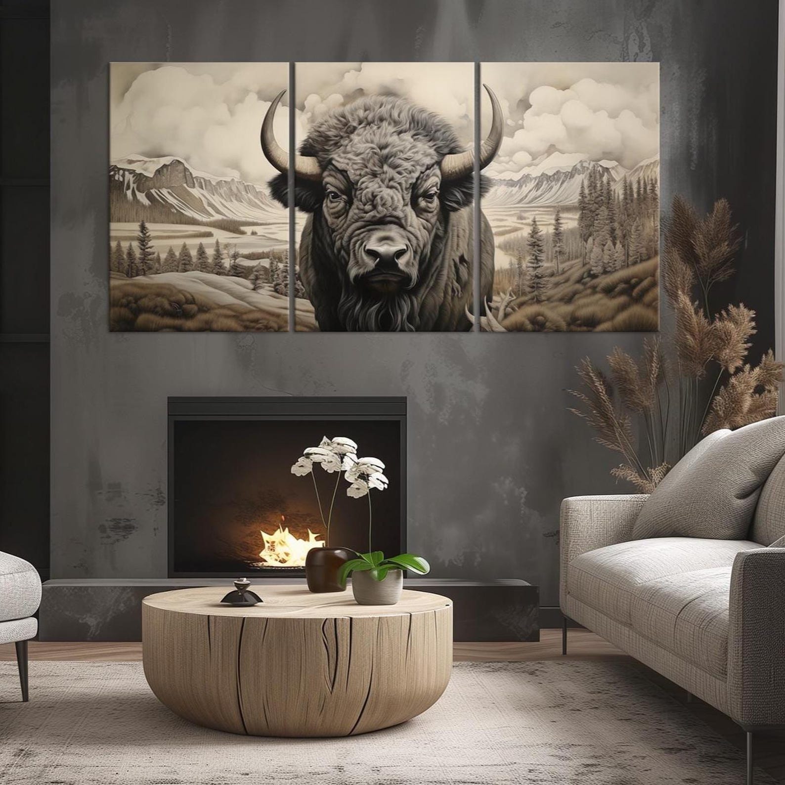 Buffalo Bison Canvas Wall Art Farmhouse Decor Wild Animal Print - Etsy