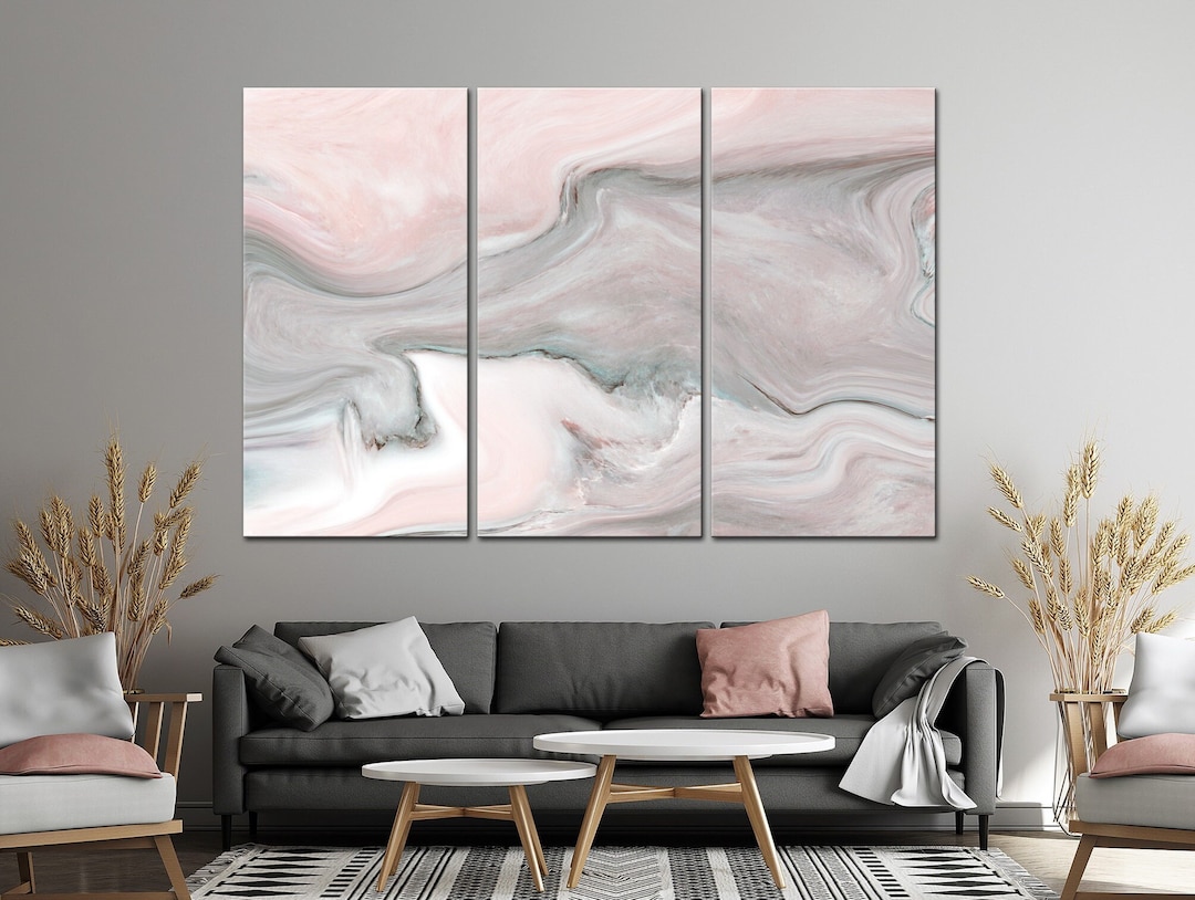 Marble Wall Art Abstract Canvas Wall Art Abstract Print Pink Marble ...