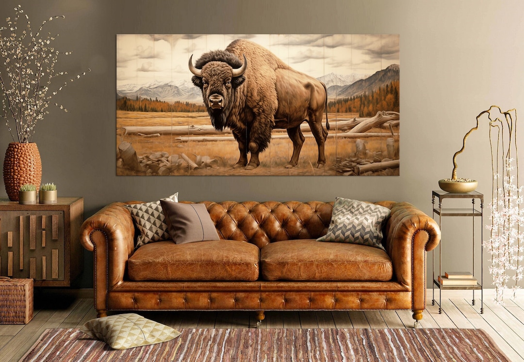 Bison Canvas Wall Art Print American Buffalo Art Bison Yellowstone ...