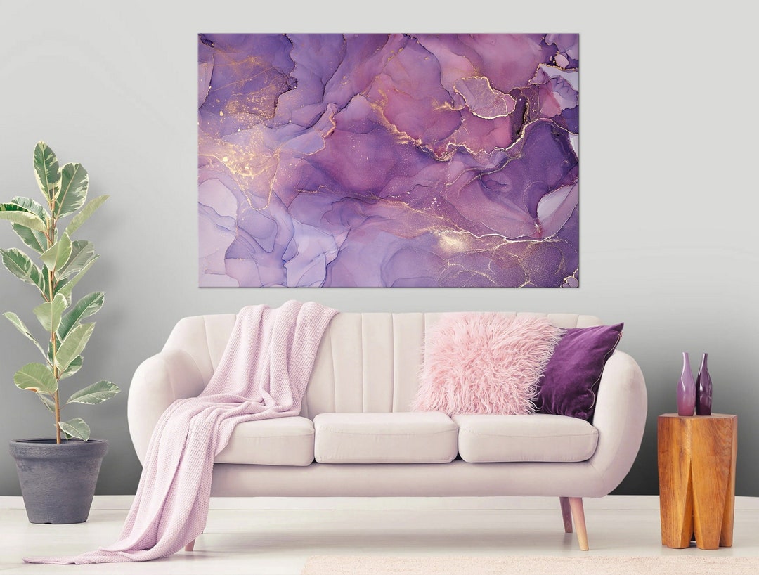 Purple Abstract Canvas Wall Art Minimalist Bedroom Wall Decor Neutral ...