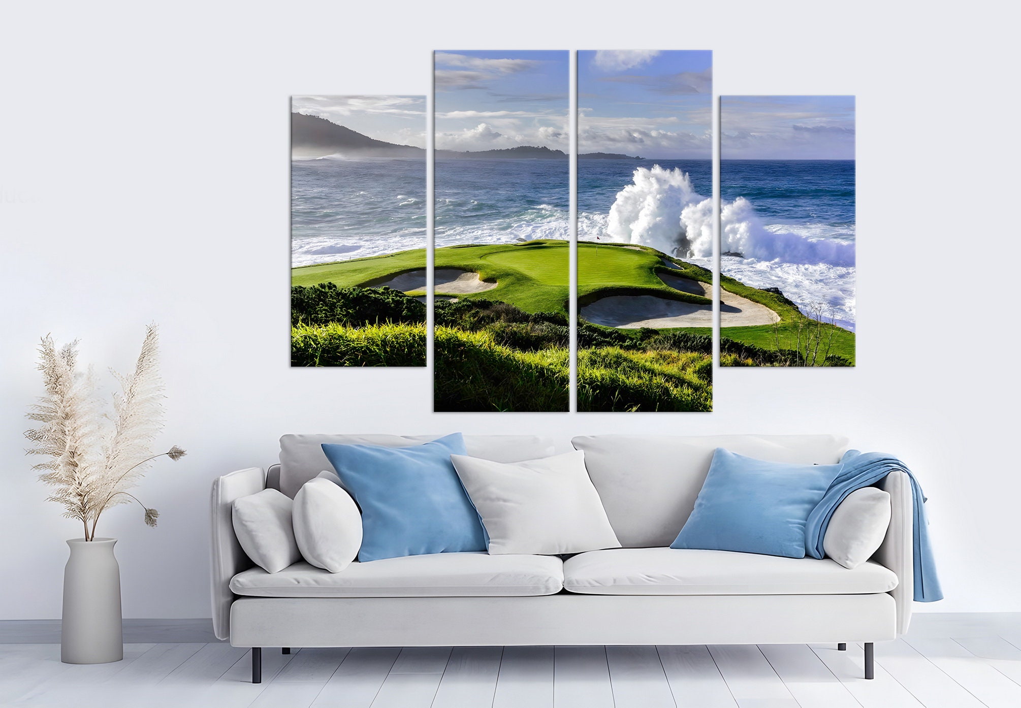 Golf Canvas Wall Art Golf Print Pebble Beach Golf Links Golf Course in ...