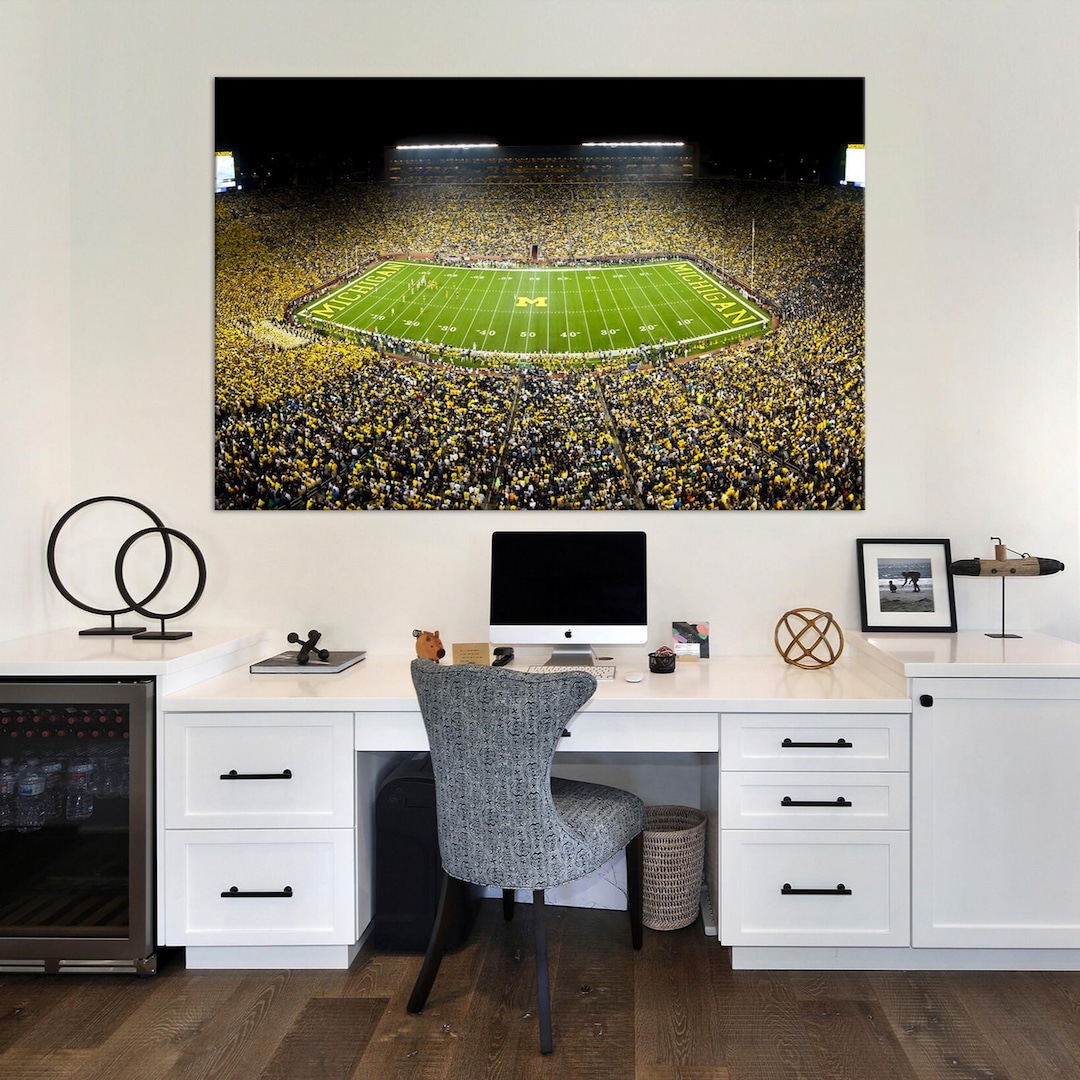 Michigan Football Stadium Canvas Wall Art Michigan Wolverines Football ...