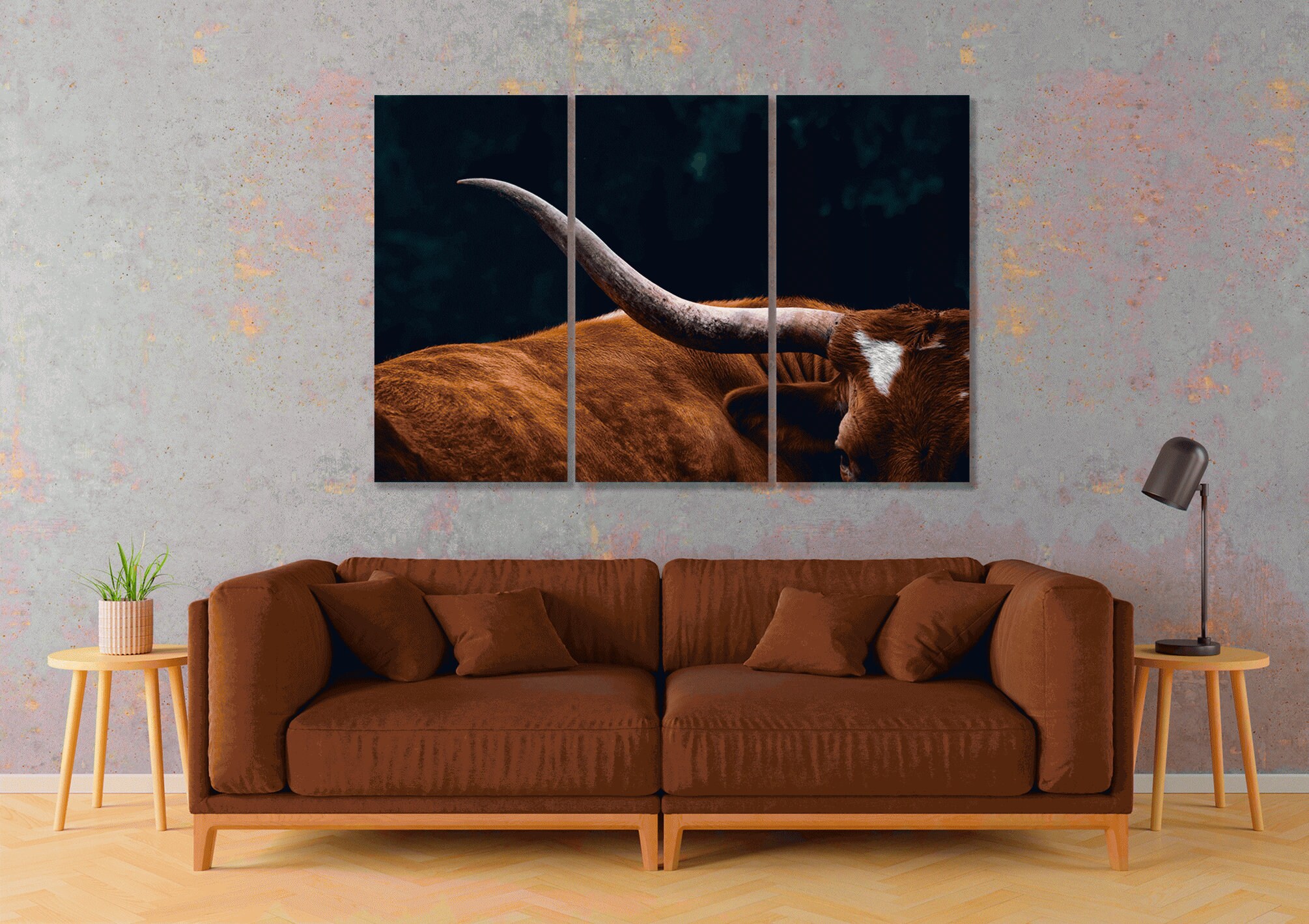 Longhorn Canvas Wall Art Cow Canvas Farmhouse Wall Decor Cow Longhorn ...