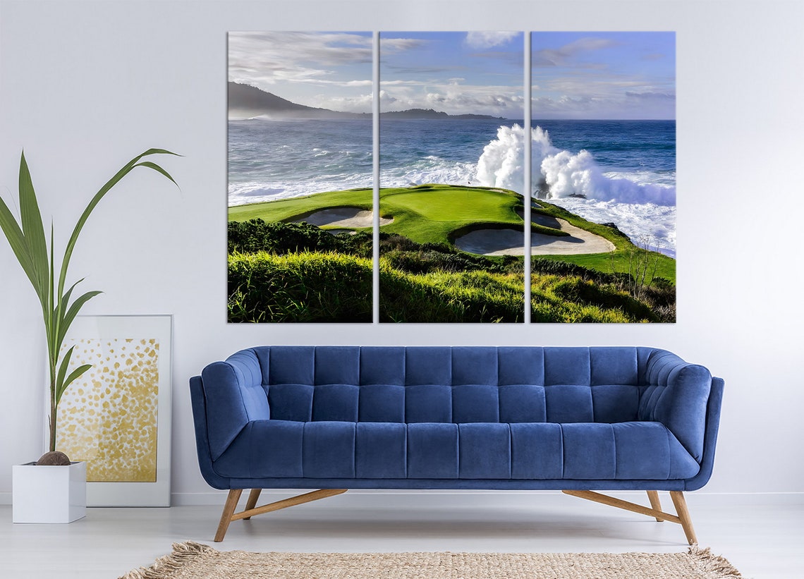 Golf Canvas Wall Art Golf Print Pebble Beach Golf Links Golf Course in ...