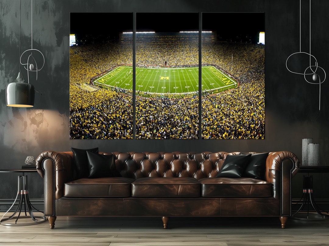 Michigan Football Stadium Canvas Wall Art Michigan Wolverines Football ...