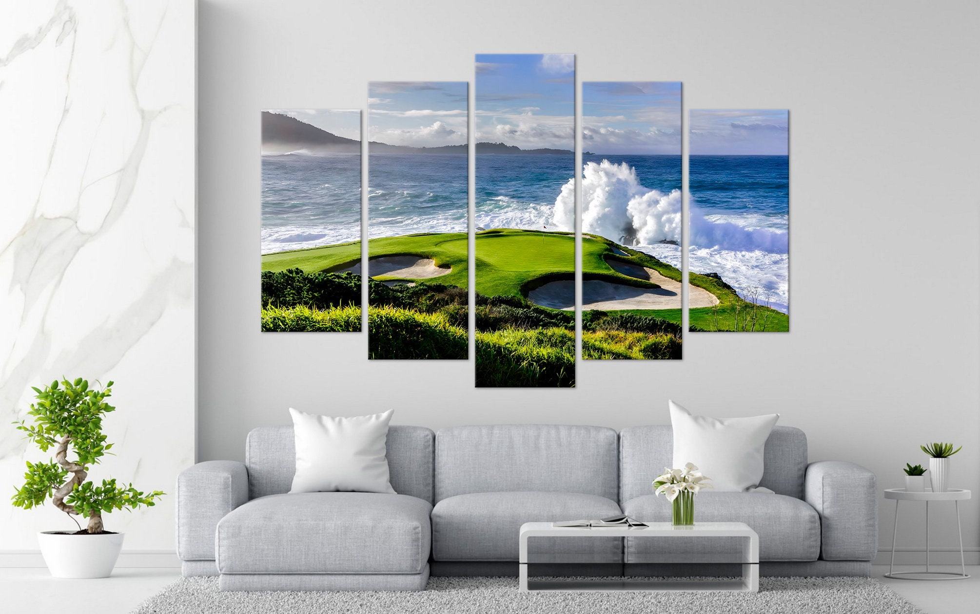 Golf Canvas Wall Art Golf Print Pebble Beach Golf Links Golf Course in ...