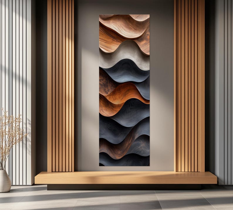Abstract Wood Boards Canvas Wall Art Minimalist Boho Decor Long ...
