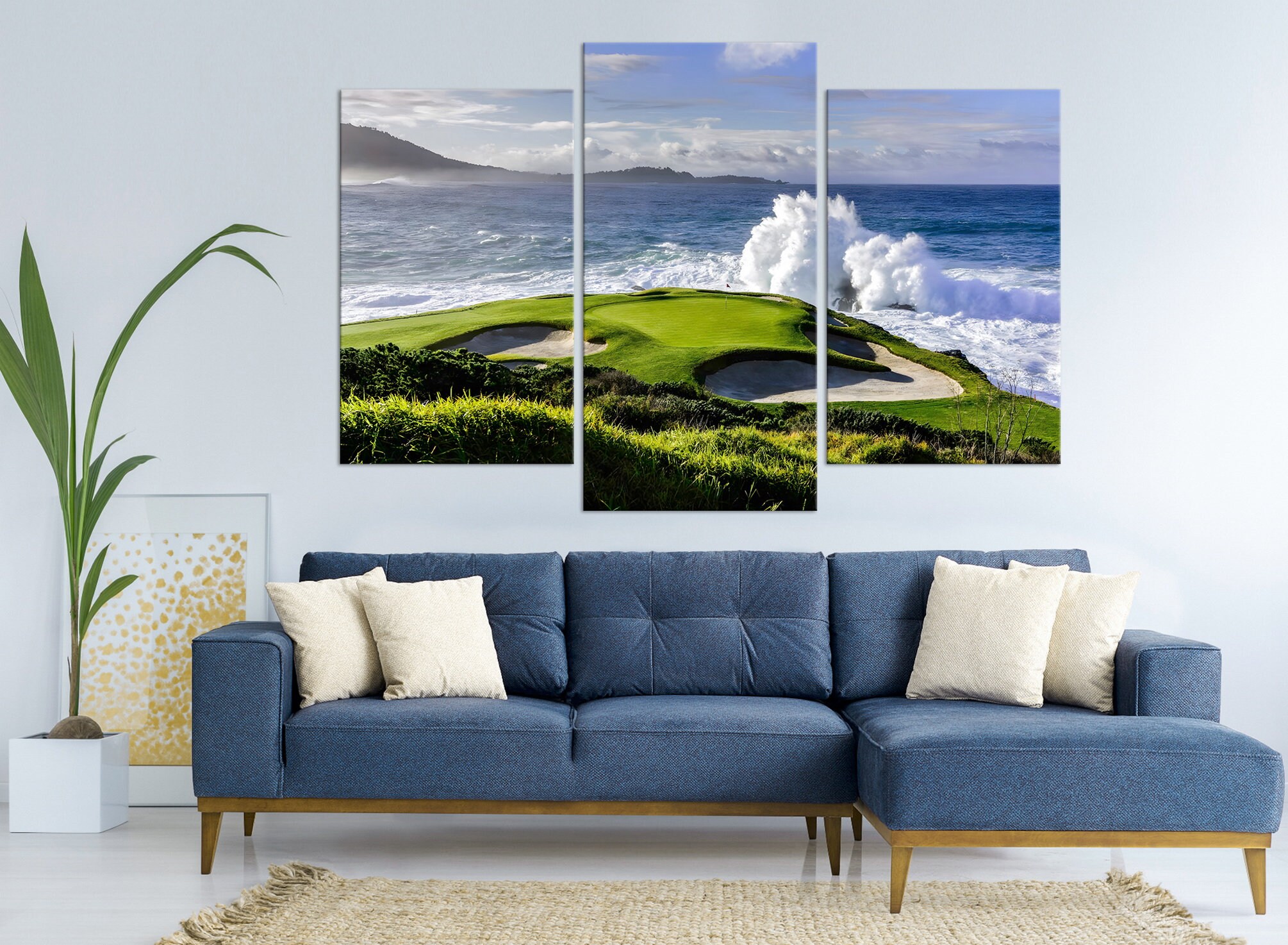 Golf Canvas Wall Art Golf Print Pebble Beach Golf Links Golf Course in ...