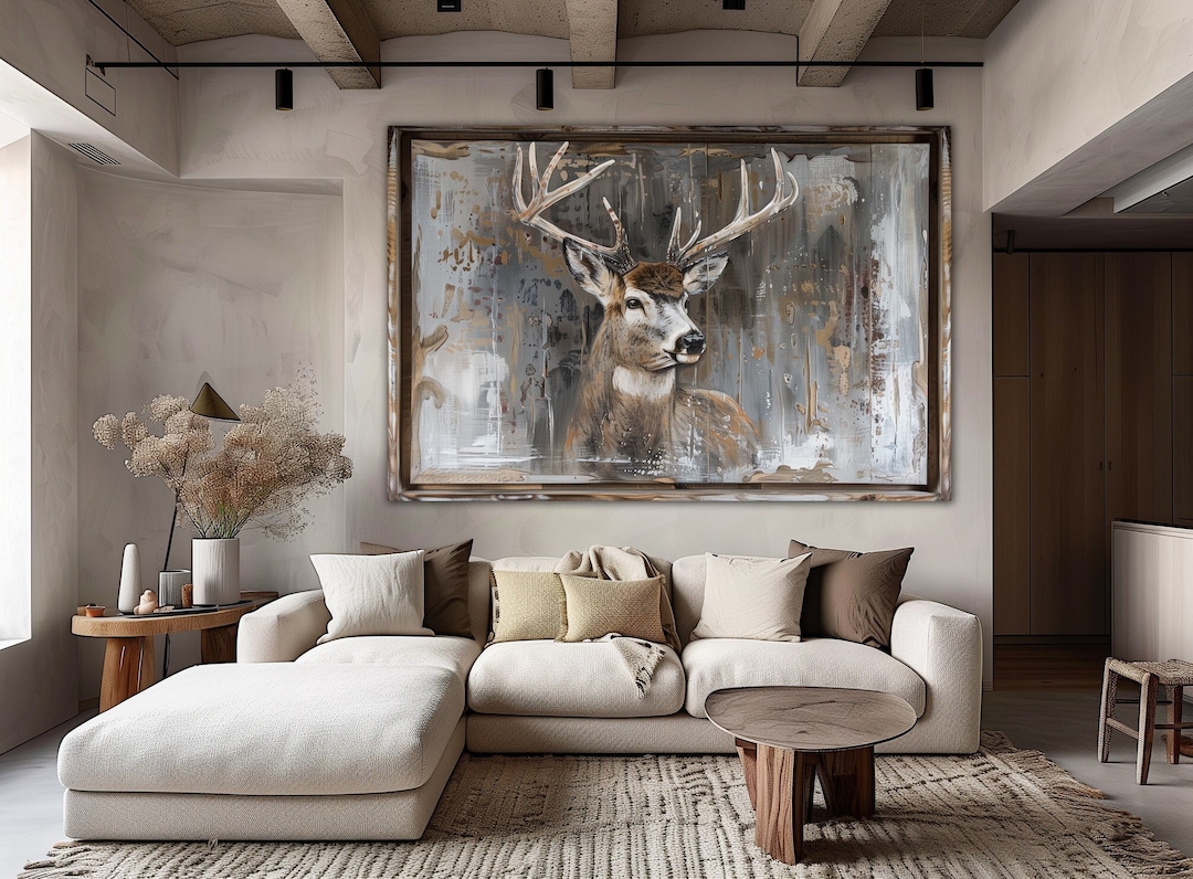 Deer Canvas Wall Art Apartment Wall Decor Deer Print Rustic Home Decor ...