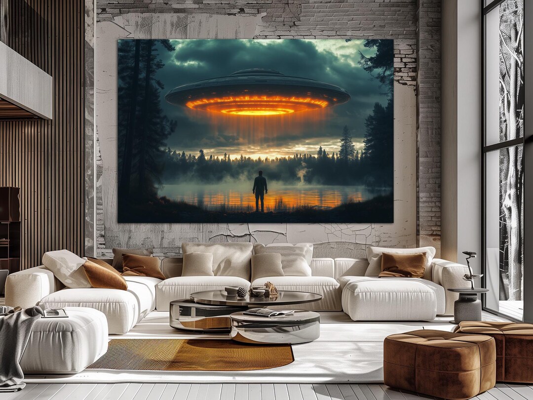 Alien UFO Canvas Wall Art Dark Academia Decor Sci Fi Art Alien Print ...