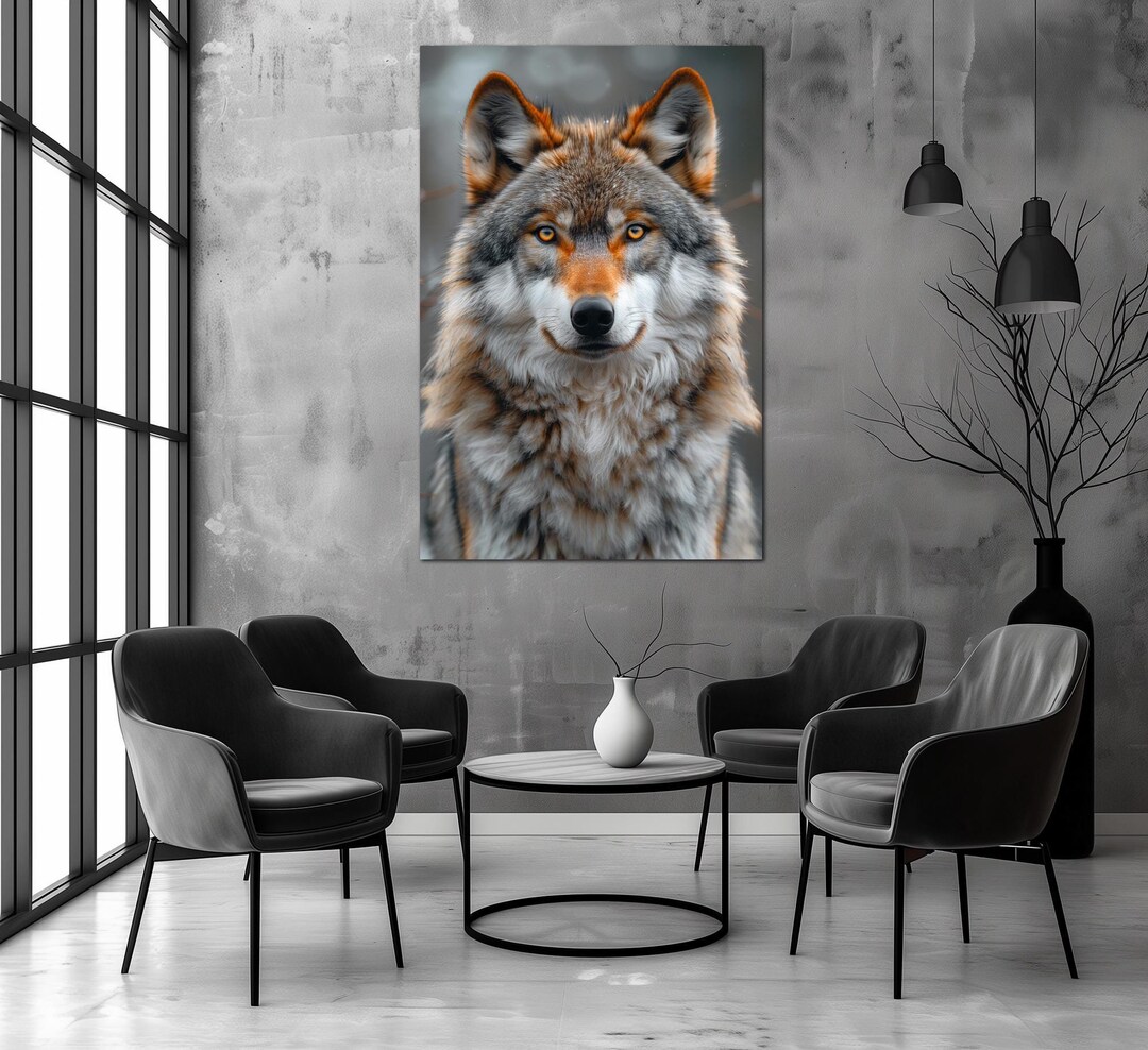 Wild Wolf Canvas Wall Art Rustic Home Decor Wolf Print Masculine Wall ...
