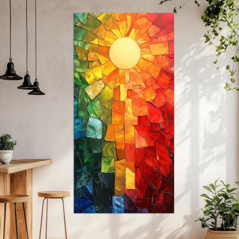 Magical Sun Canvas Wall Art Abstract Mosaic PRINT Dopamine Decor - Etsy