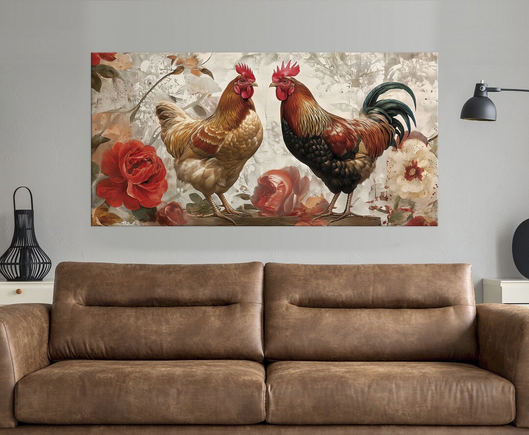 Rooster Canvas Wall Art Rustic Wall Decor Chicken Wall Art Rustic ...