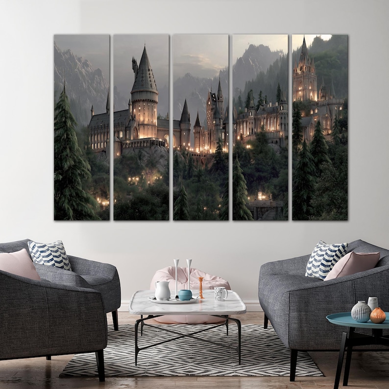 Gothic Castle Canvas Wall Art Fantasy Wall Decor Castle Print Mountain ...