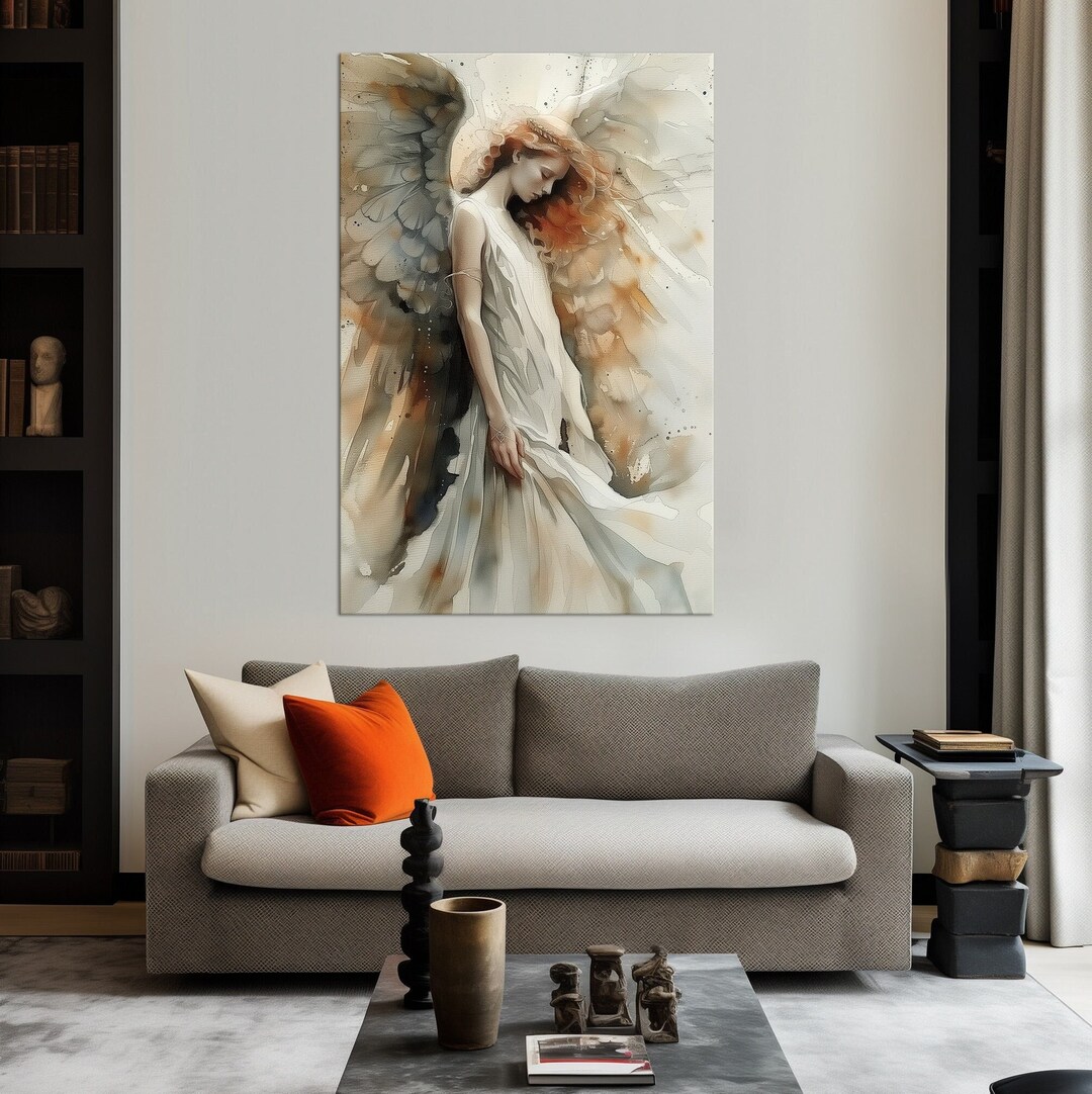 Christian Angel Canvas Wall Art Modern Christian Decor Angel Wings ...