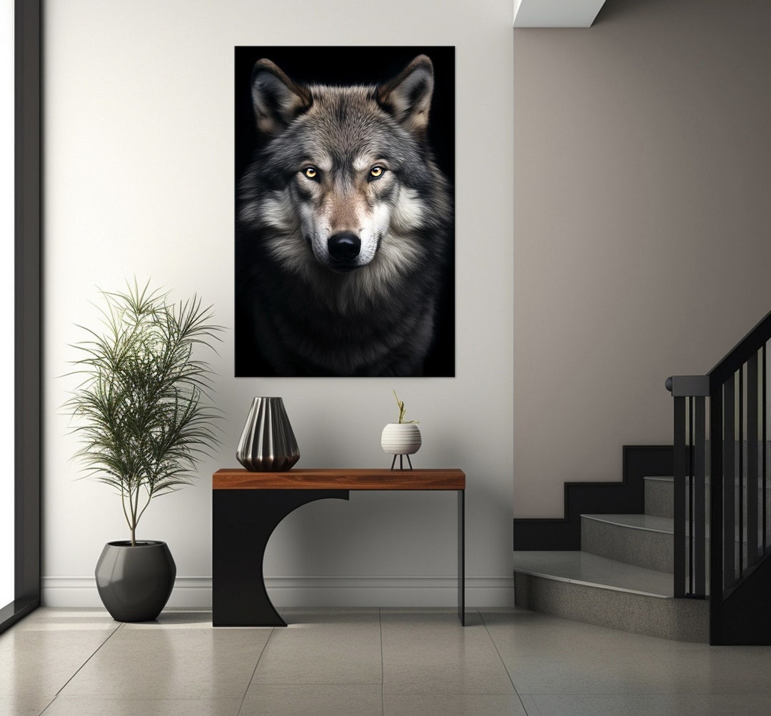 Wolf Canvas Wall Art Man Cave Decor Woodland Animals Print Wolf Wall ...