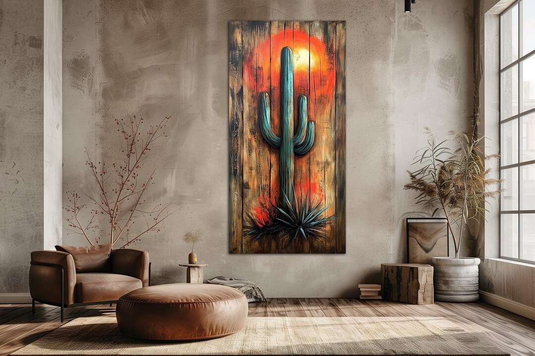 Saguaro Cactus Canvas Wall Art Western Decor Cacti Wall Art Cactus ...