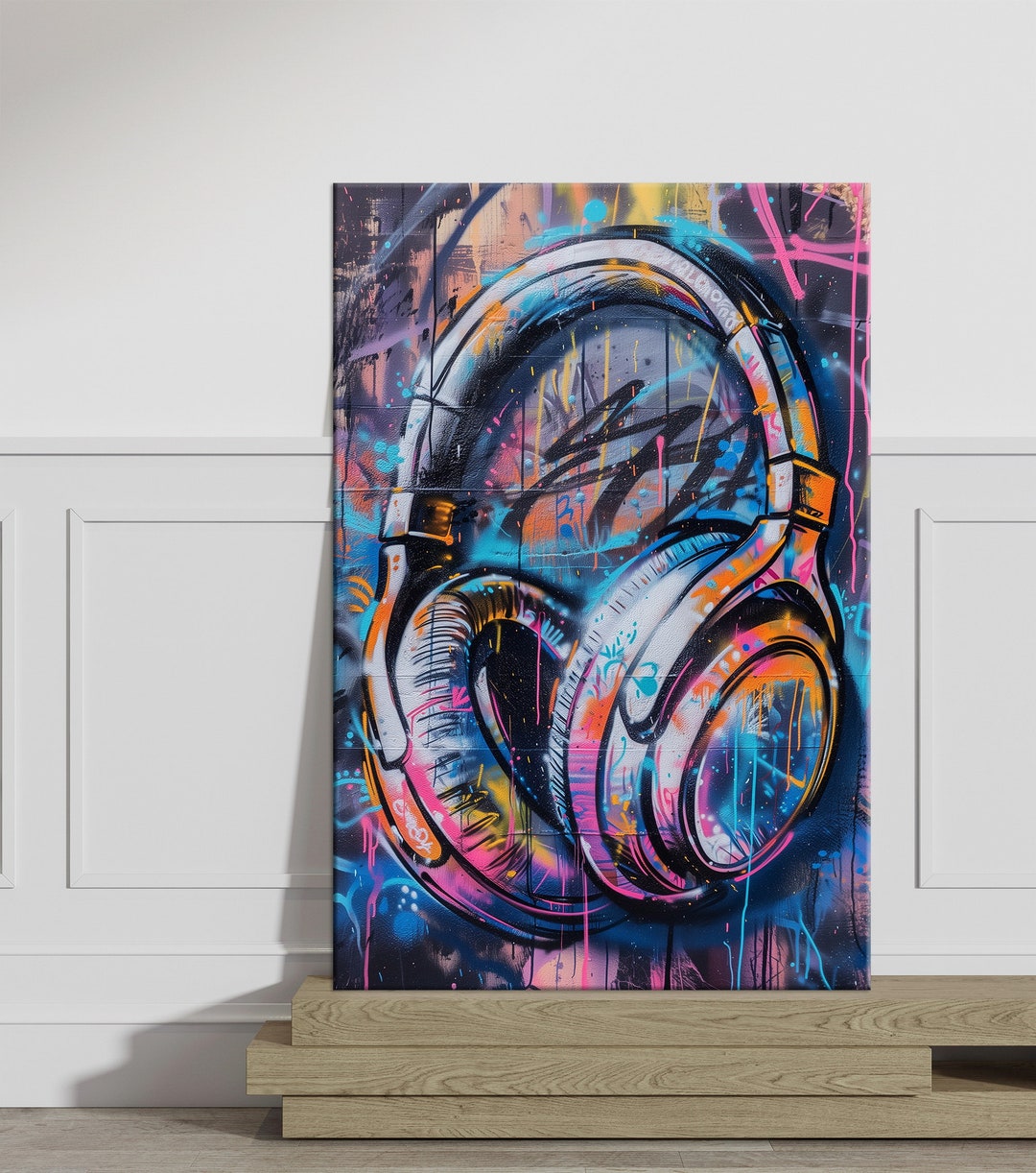 DJ Canvas Wall Art Gaming Room Decor Music Poster Headphones Graffiti ...