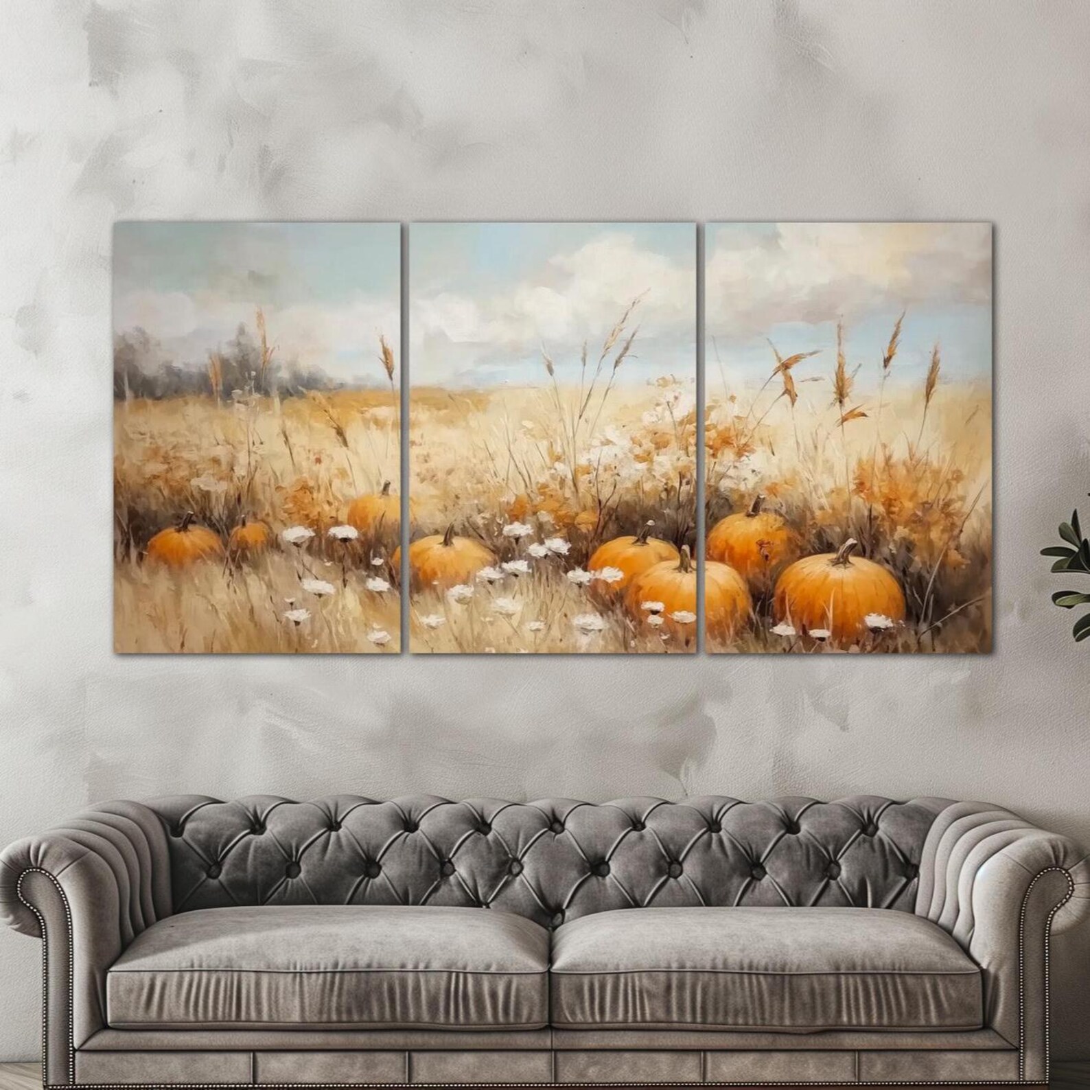 Harvest Pumpkins Canvas Wall Art Country Fall Decor Autumn Farmhouse ...