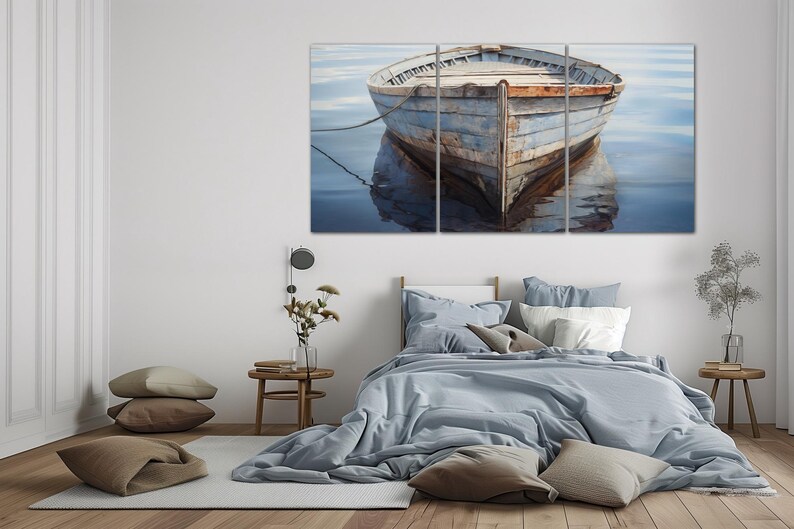 Old Boat Canvas Wall Art Bathroom Decor Rustic Coastal Print - Etsy