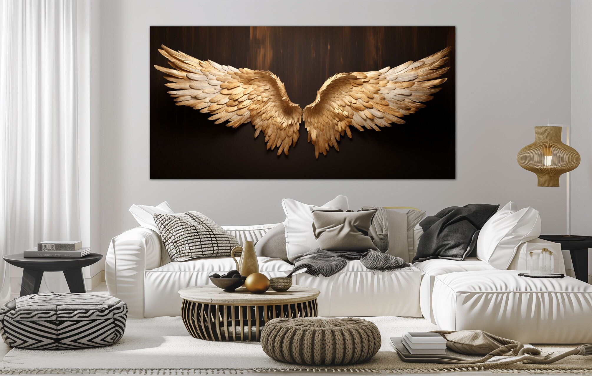 Angel Wings Canvas Wall Art Angel Wall Decor Modern Christian Art Unique Wall Art Religious ...