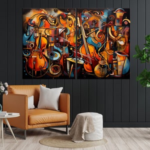 Abstract Music Canvas Wall Art Orchestra Music Room Decor Music Gifts ...