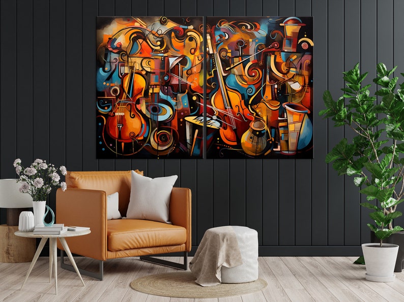 Abstract Music Canvas Wall Art Orchestra Music Room Decor Music Gifts ...