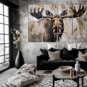Moose Canvas Wall Art Rustic Decor Hunting Gifts Maine Forest Print ...
