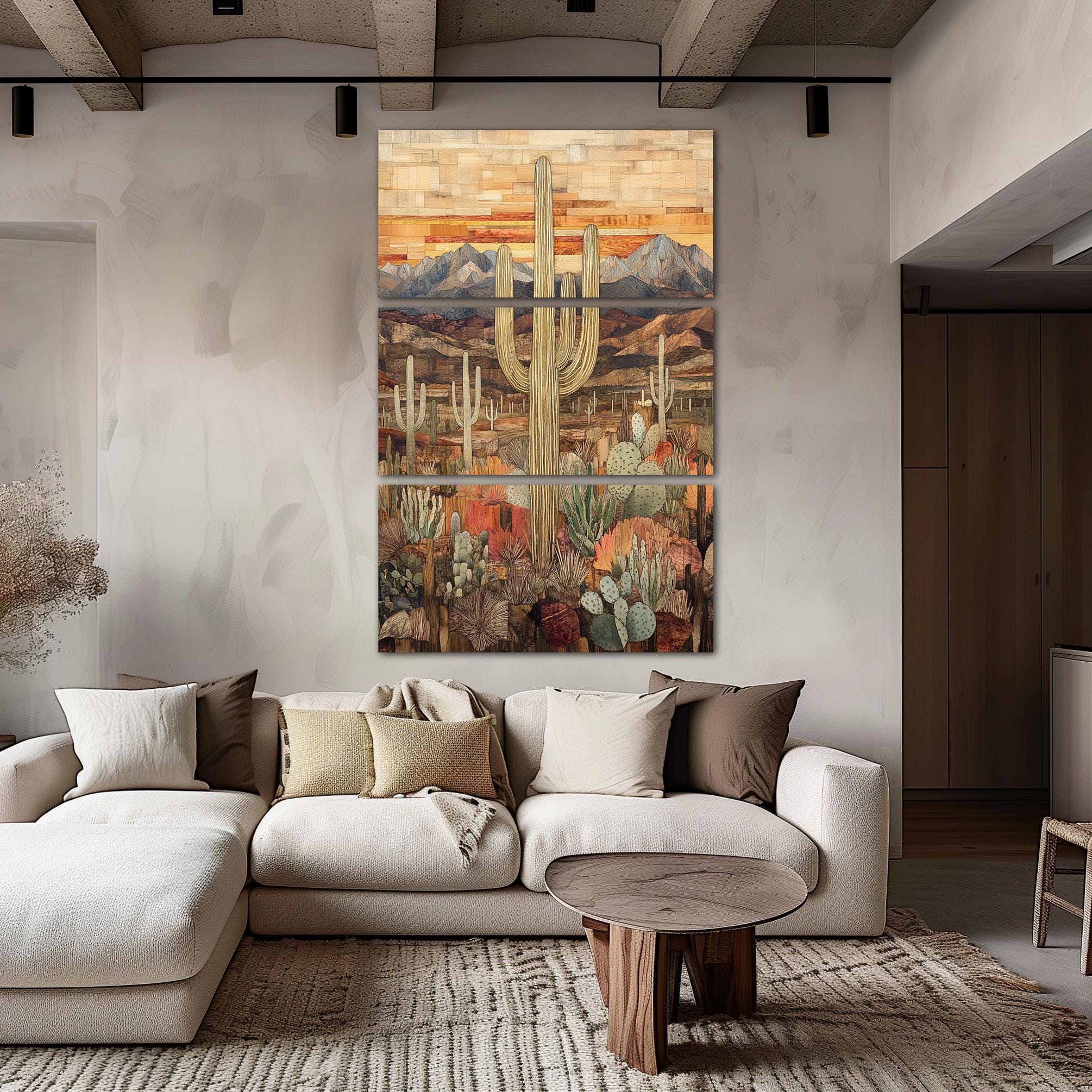 Arizona Desert Cactus Canvas Wall Art Boho Wall Decor Mosaic Art PRINT ...