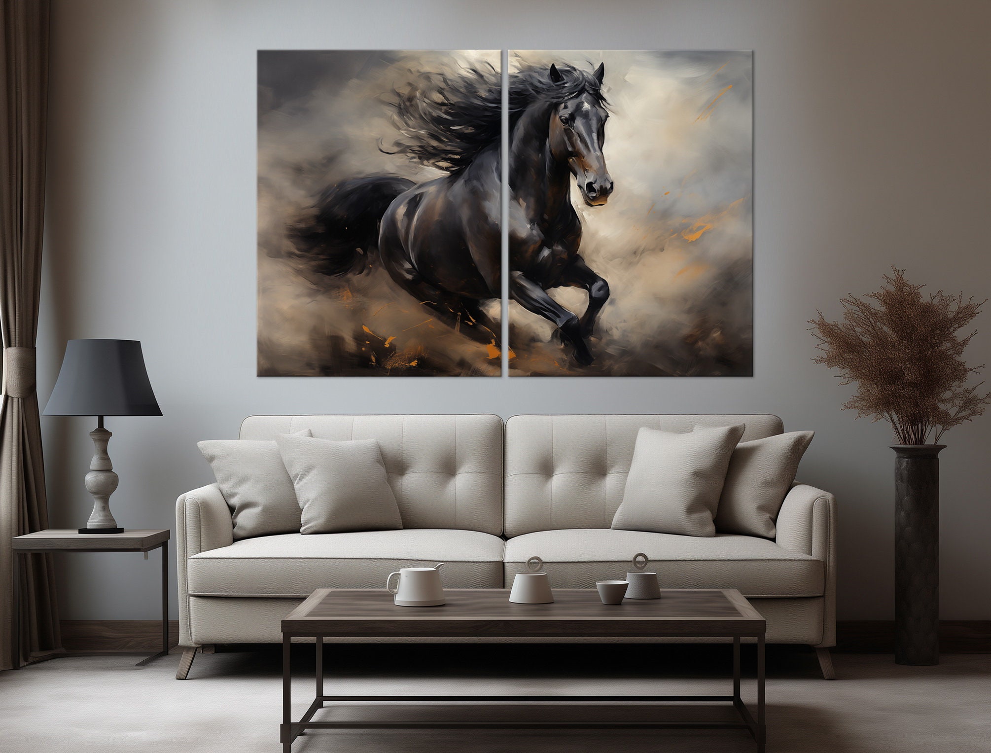 Running Horse Canvas Wall Art Decor Horse Wall Art Print Modern Horse ...